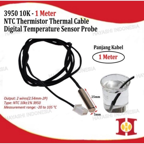 Jual Thermistor NTC 3950 10K Sensor Waterproof Temperature Probe Suhu ...