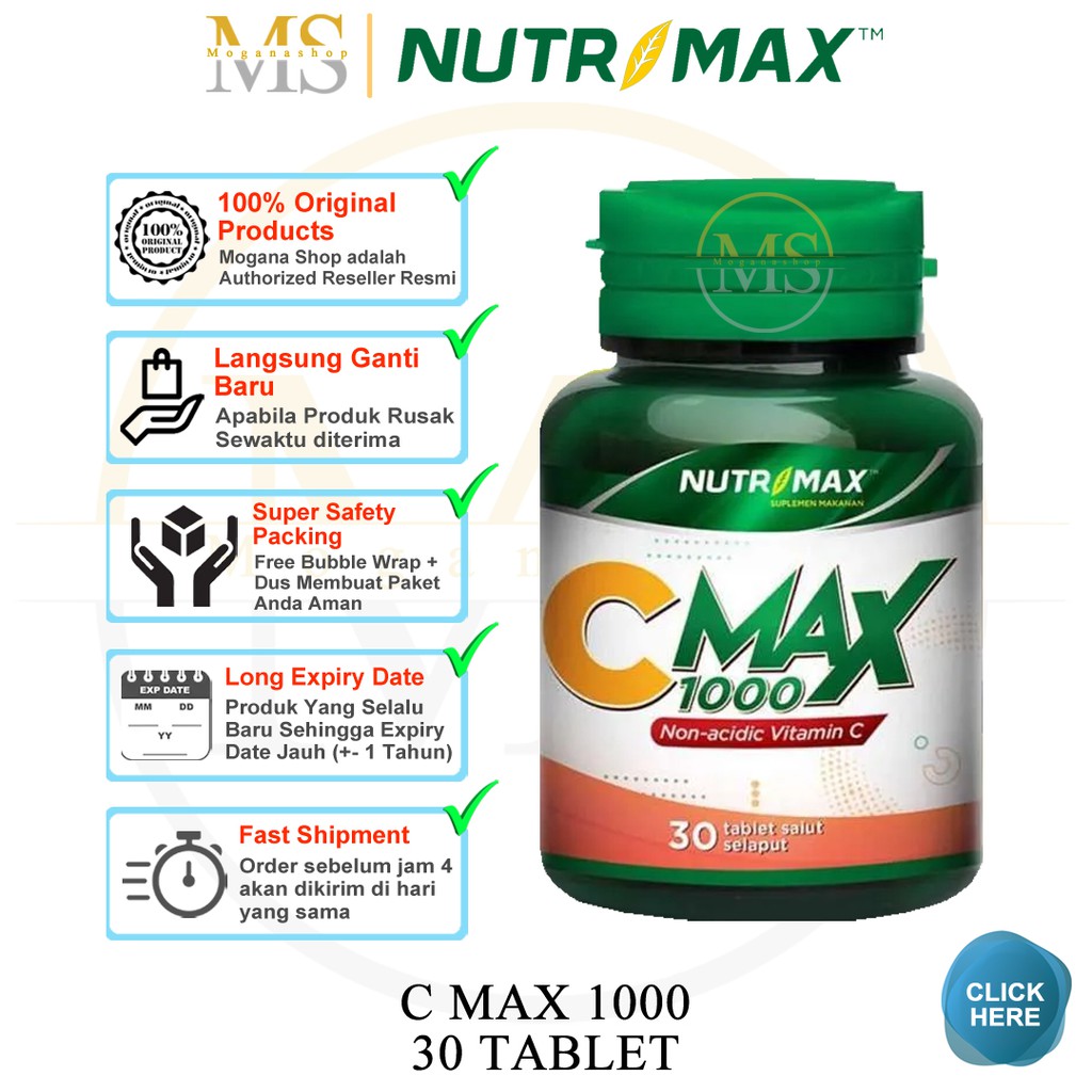 Jual NUTRIMAX CMAX C MAX 1000MG NON-ACIDIC VITAMIN C VIT C | Shopee Indonesia