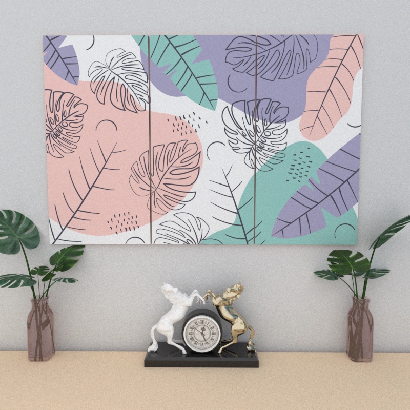 Jual Hiasan dinding ruang tamu aestetic Puzzle art 3 panel Daun ...