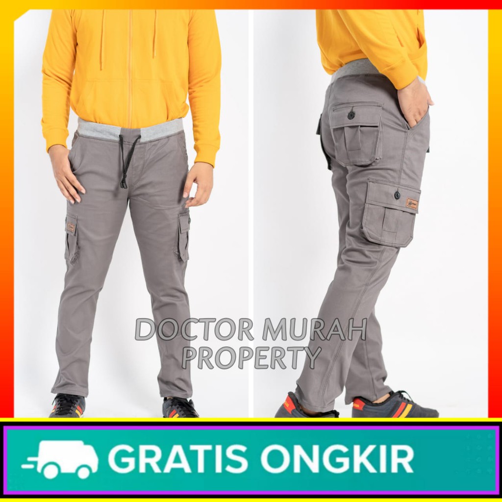 Jual (MURAH) CELANA CARGO PANJANG CHINO CHINOS PINGGANG KARET RIP KOLOR | Shopee Indonesia