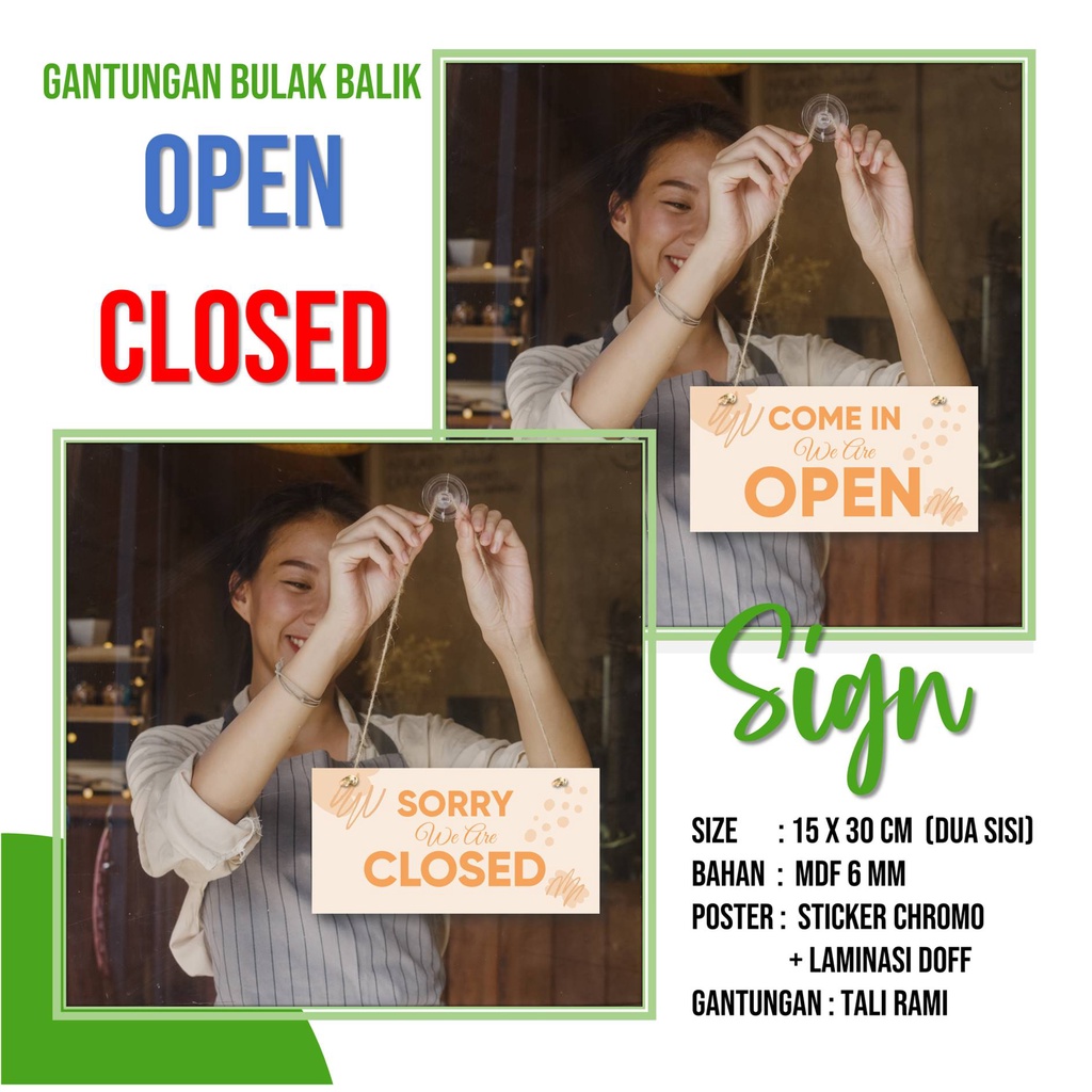 Jual Papan Nama Tanda Sign Open Close Open Closed Buka Tutup Toko Cafe ...