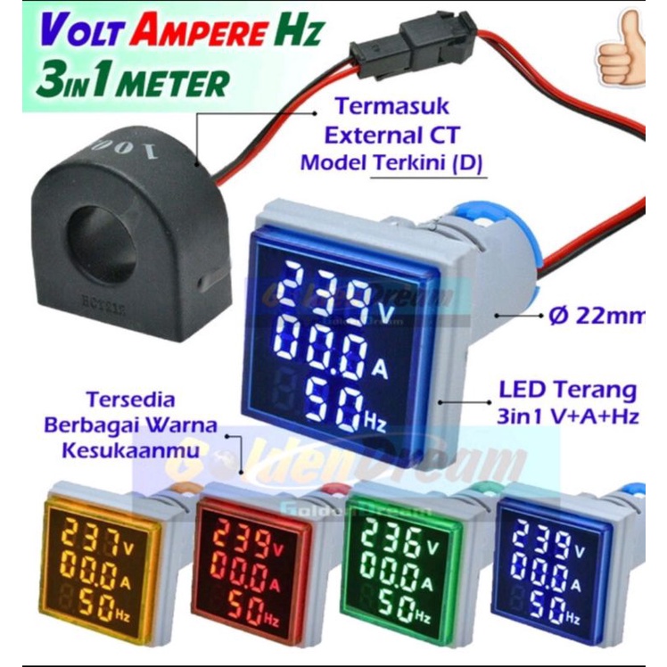 Jual Pilot lamp volt meter digital ac 3 in 1,volt amper hz meter ... Jual Pilot lamp volt meter digital ac 3 in 1,volt amper hz meter ...