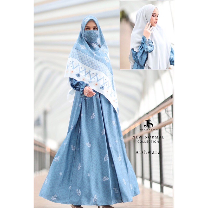 Jual New Normal Set JS original (Dress, khimar, scraft, Masker ...