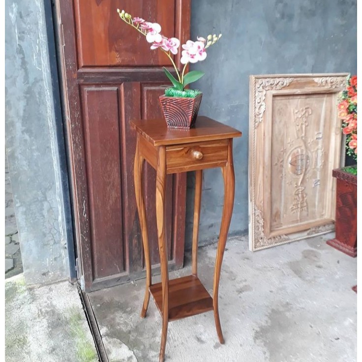 Jual MEJA TEMPAT VAS BUNGA TIPE PERSEGI (TINGGI 90 cm) BAHAN KAYU JATI ...