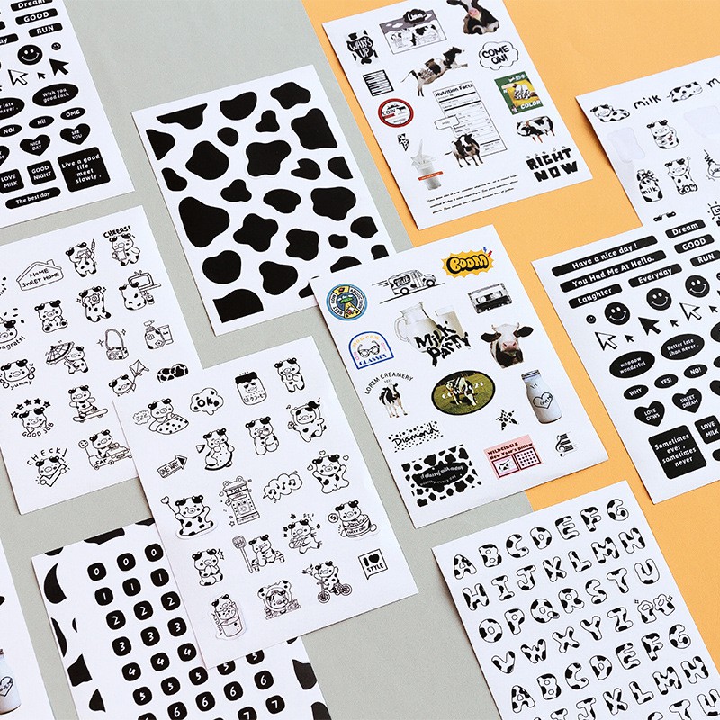 Jual 1 LEMBAR STIKER TEMA SAPI COW MONOCROME LUCU MURAH BULLET JURNAL ...