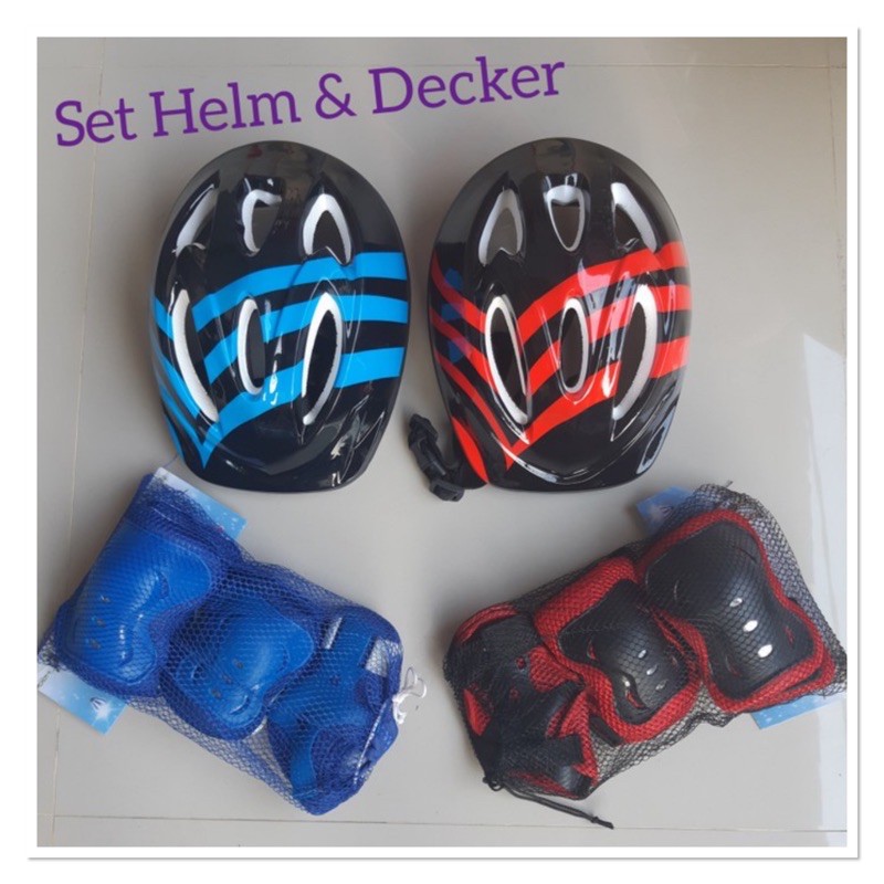 Jual Helm helmet sepeda sepatu roda anak+deker pelindung satu set(Lx 26 ...