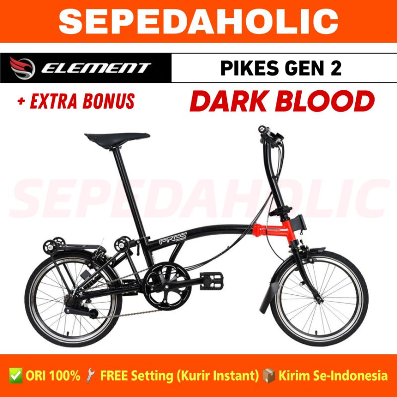 Jual Sepeda Lipat ELEMENT PIKES GEN 2 DARK BLOOD Trifold Folding Bike ...