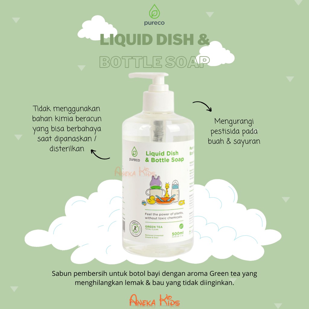 Jual Pureco liquid dish & bottle soap 100ml/500ml | Shopee Indonesia