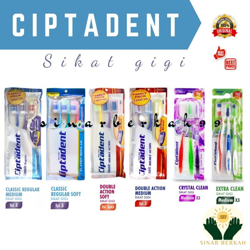 Jual Ciptadent Sikat Gigi Classic Medium Isi 3 | Shopee Indonesia