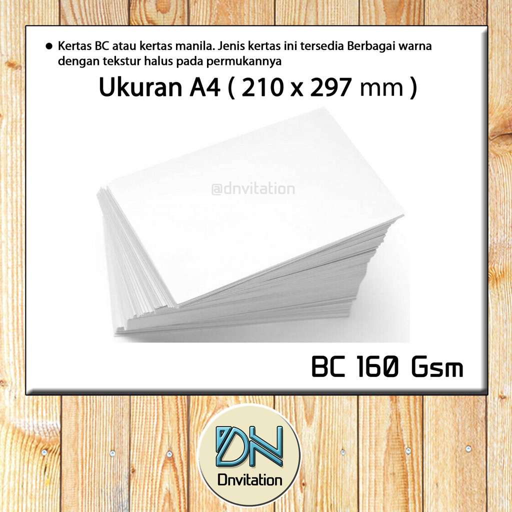 Jual [Custom] Kertas BC / Manila 160 Gsm Ukuran A4 / A3 / A5 / Plano ...