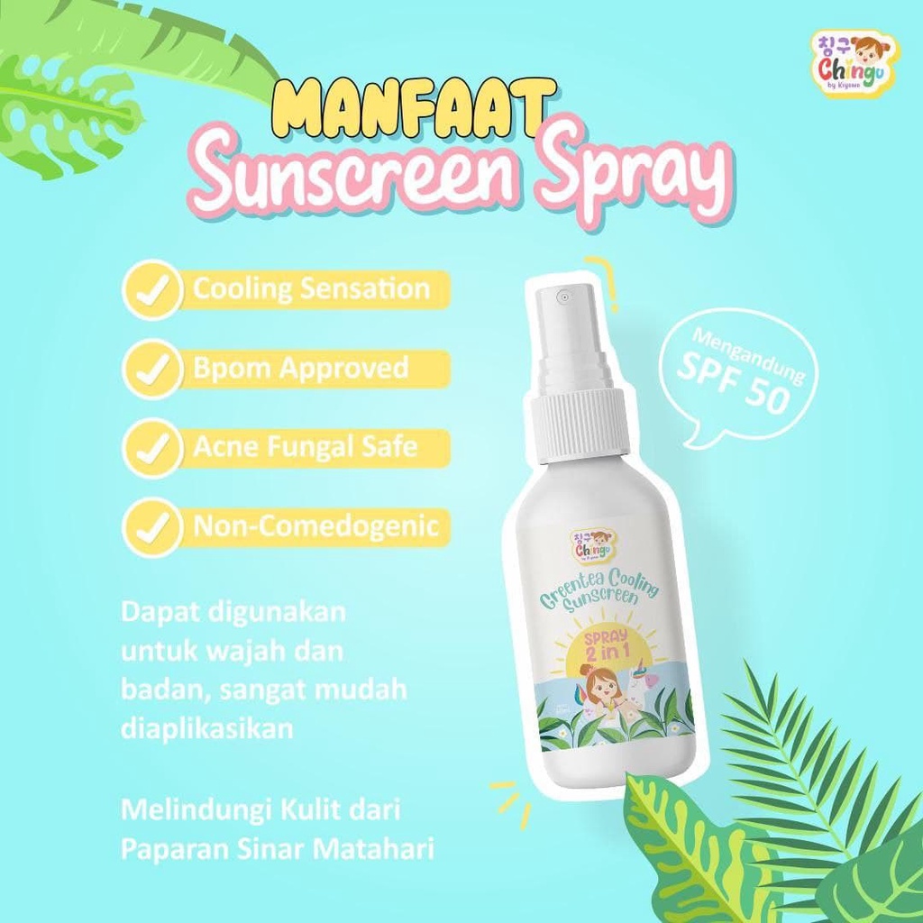Jual Chingu Greentea Cooling Sunscreen Spray 2in1 60ml | Shopee Indonesia