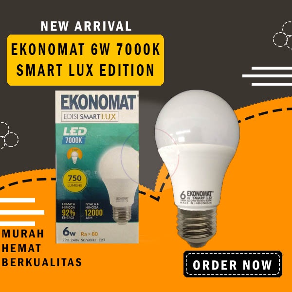 Jual LAMPU LED ANTI PECAH Lampu LED Ekonomat SMART LUX 6W Putih 7000K ...
