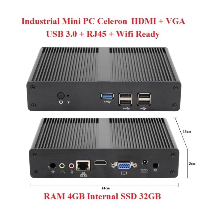 Jual Industrial Mini PC x86 Intel Celeron 4GB SSD 32GB Wifi HDMI VGA MiniPC | Shopee Indonesia
