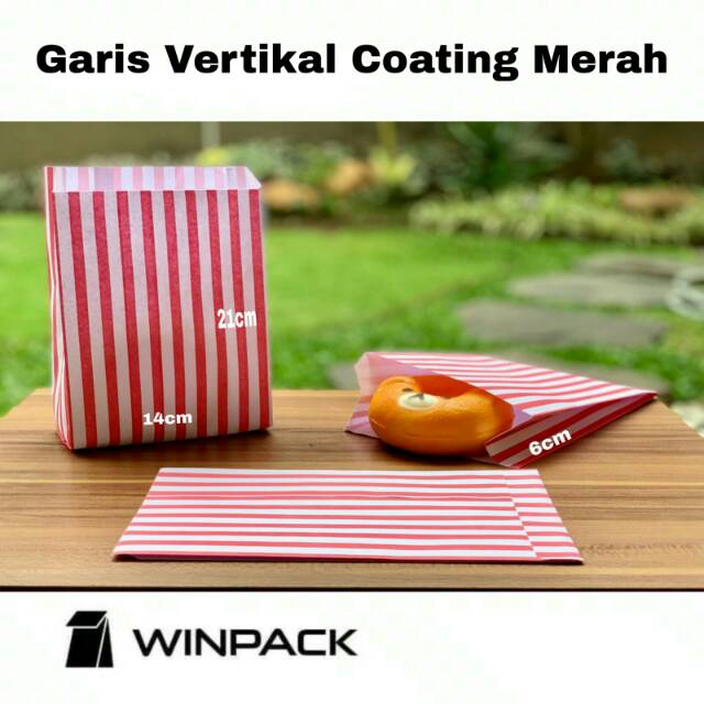 Jual Kantong Kertas Garis Vertikal Coating Merah | Shopee Indonesia