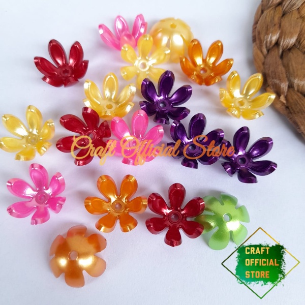 Jual 25 Pcs Mote Cangkang Kelopak Bunga Kilap Metalik Manik Bunga ...
