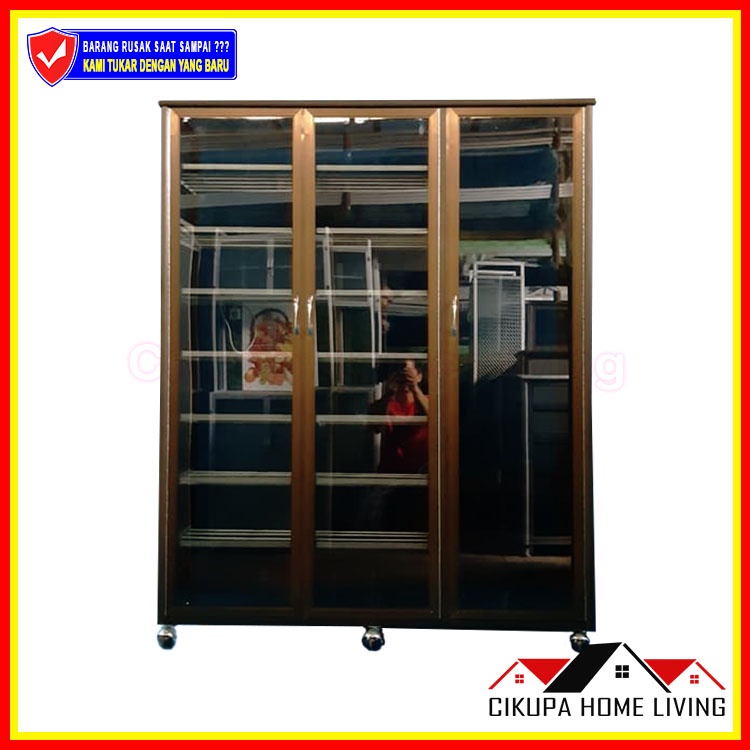 Jual LEMARI RAK SEPATU + HELM PAKAI RODA FULL KACA RIBEN LHSS 848-120 ...