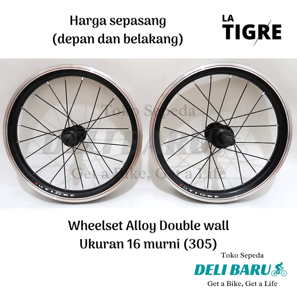Jual La Tigre Wheelset 16 velg alloy double wall pelek jadi ukuran 16 ...