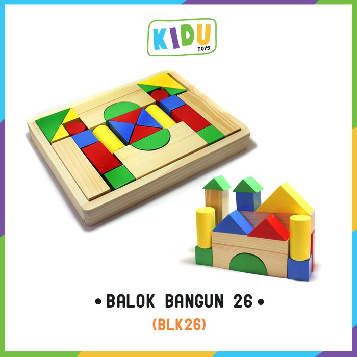 Jual Mainan Balok Anak Balok Bangun 26 Kidu Toys | Shopee Indonesia
