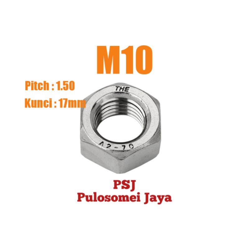 Jual Mur SS 304 / M10 Hex Nut Stainless Steel | Shopee Indonesia