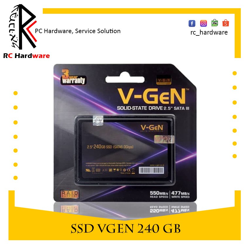 Jual SSD Vgen SATA III 240GB ( Aksesoris Komputer ) Garansi Resmi 1 ...