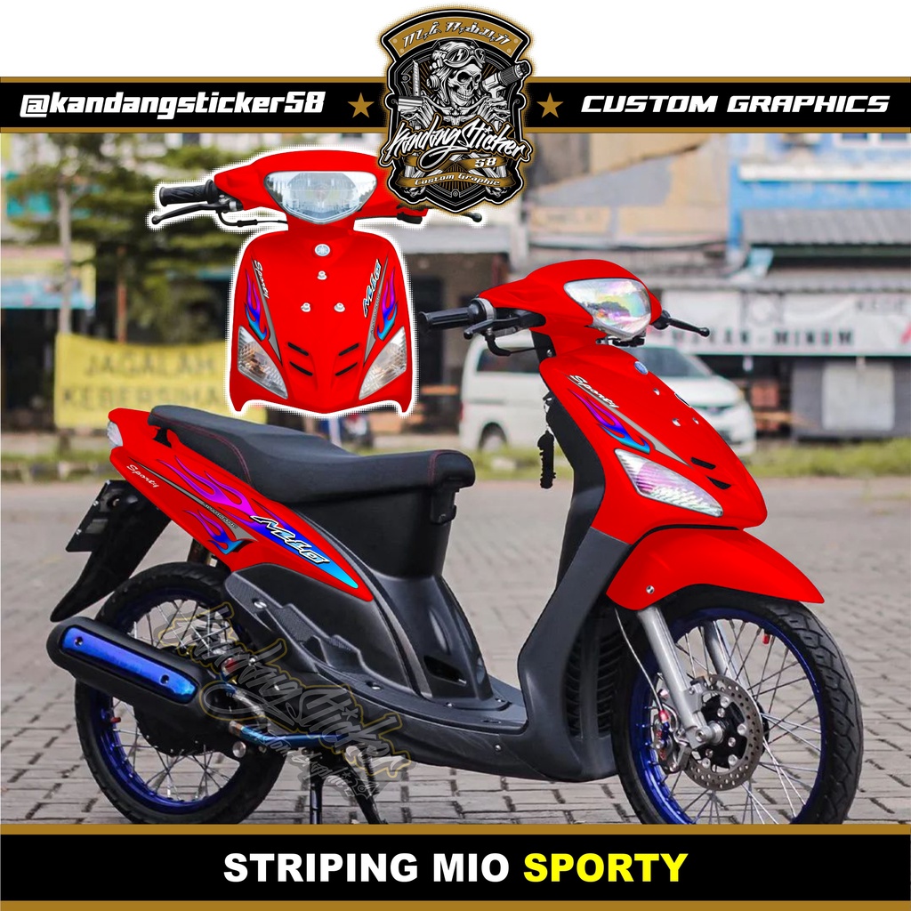 Jual Striping Mio Sporty Fire Rainbow Simple Thailand Mio Smile Mio ...