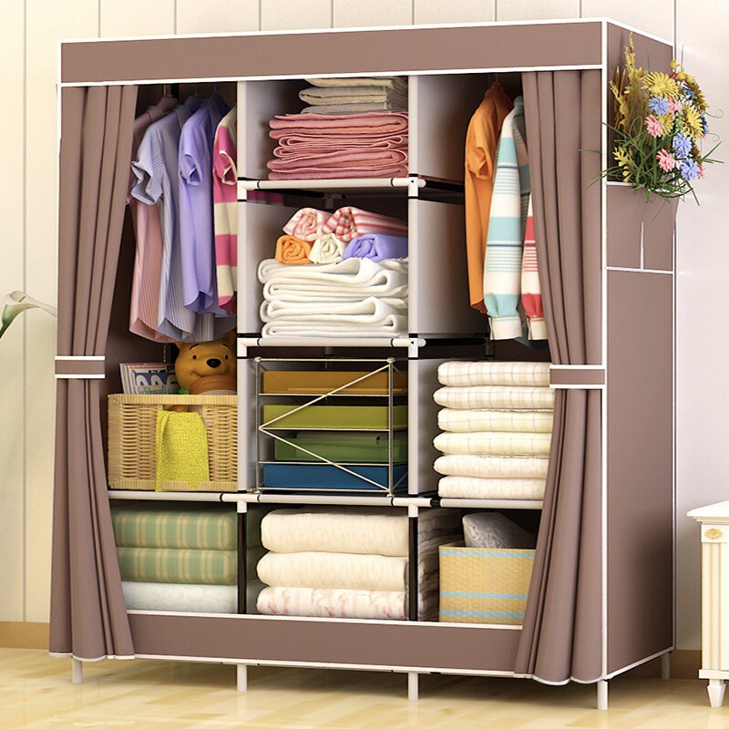 Jual Lemari Pakaian Kain Portable Import 3 Sisi Praktis Premium Rak ...