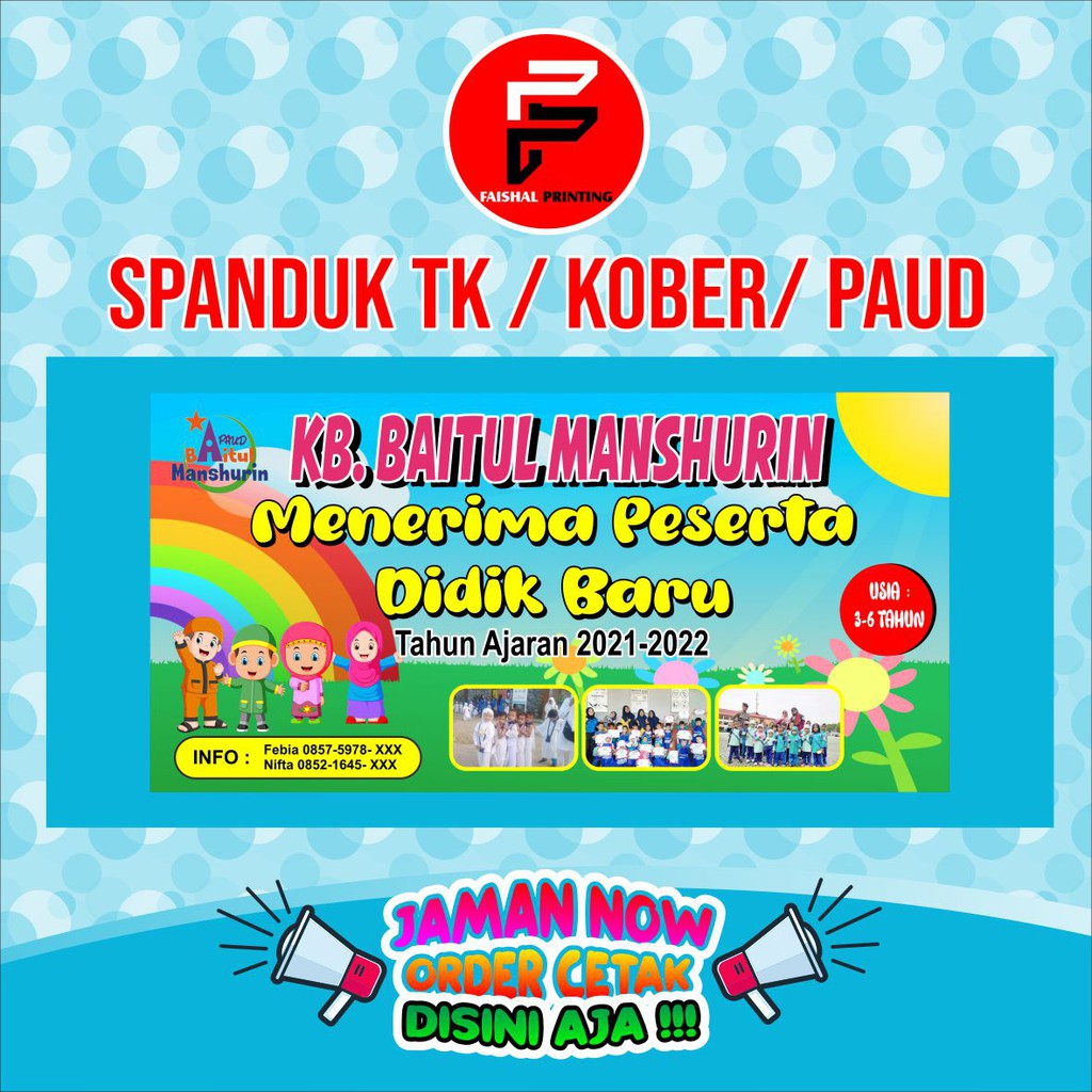 Jual Spanduk, Banner Penerimaan Siswa Baru TK, PAUD, KOBER, Ukuran 2 x ...