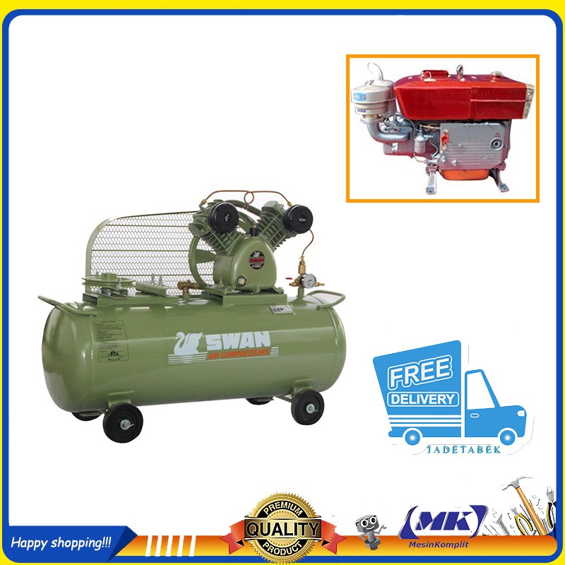 Jual Swan Air Compressor Kompresor Angin Diesel 3HP 5HP | Shopee Indonesia