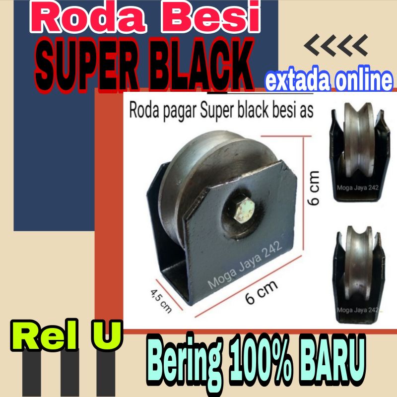 Jual Roda pagar besi pintu gerbang 6cm super black Rel U bulat bahan ...