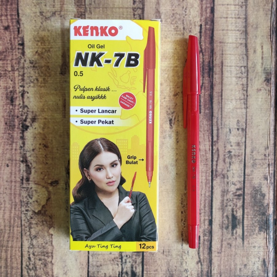 Jual Kenko Pen Oil Gel RED 1 Pack / 12 Pcs - Ballpoint Kenko NK-7B ...