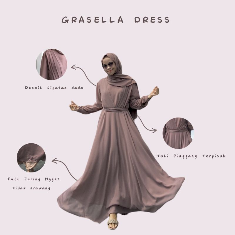 Jual GRASELLA DRESS / DRESS CERUTY PREMIUM By Halonaahijab | Shopee Indonesia