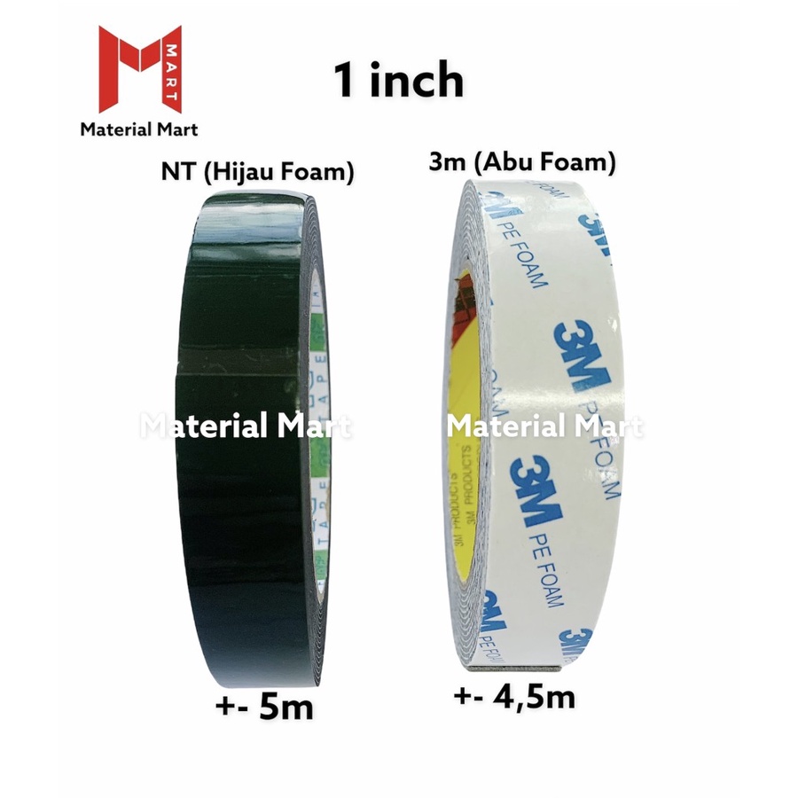 Jual Double Tape Foam 3m | Double Tape Hijau Foam | Isolasi Tip Foam 1 Inch | Material Mart ...