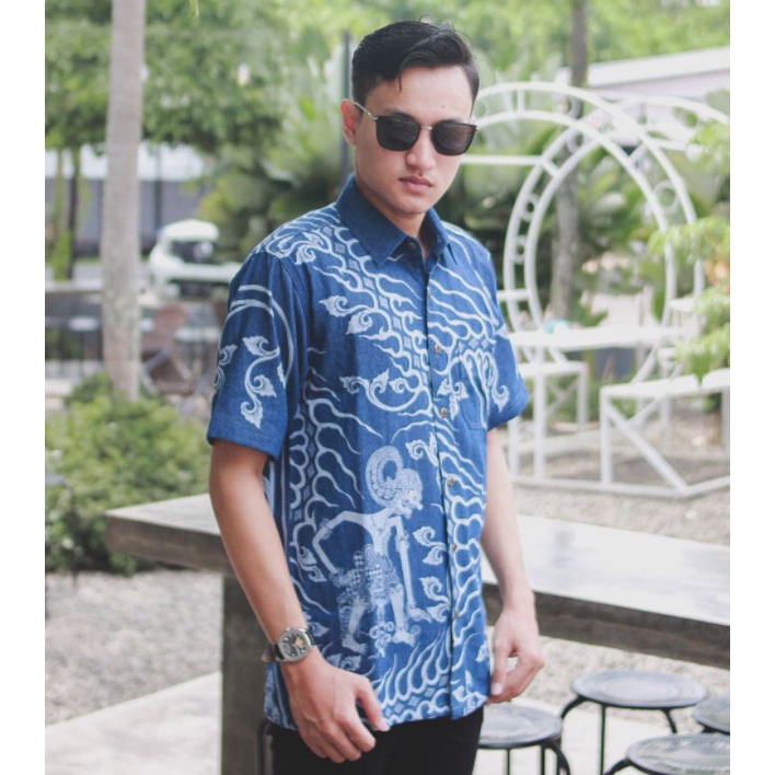 Jual batik jeans motif wayang bima | Shopee Indonesia