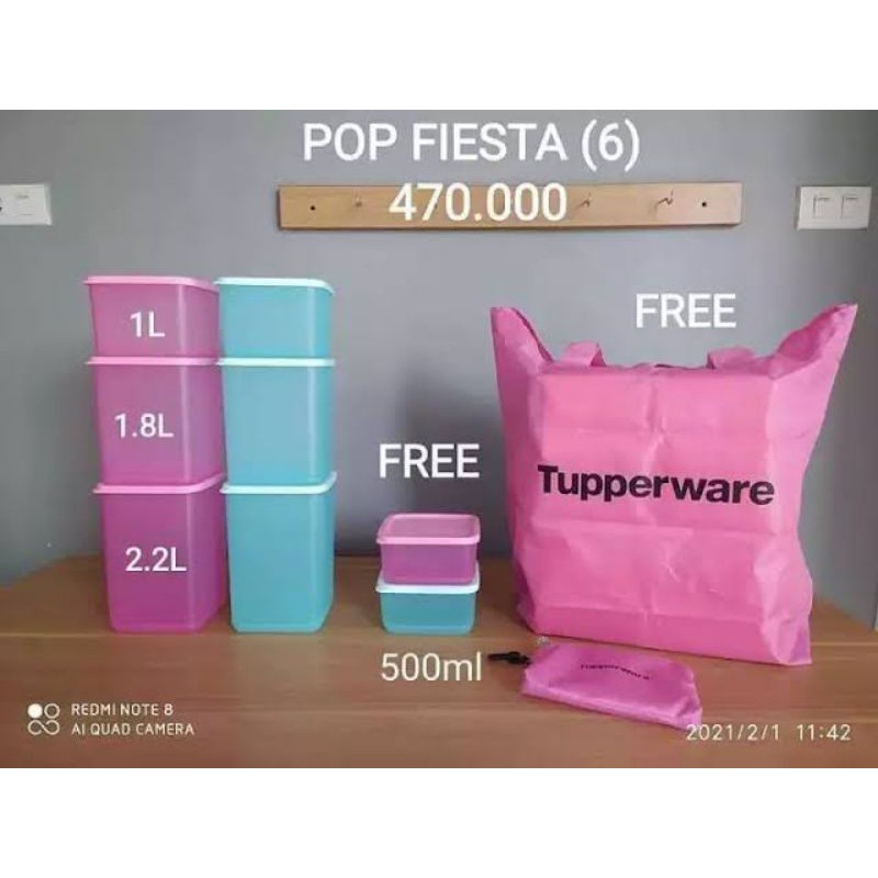 Jual Tupperware Pop fiesta set 8pcs plus bonus tas | Shopee Indonesia