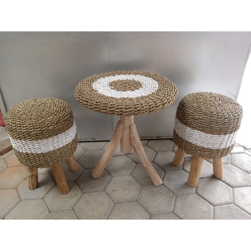 Jual Set Meja Kursi Seagrass/Set Kursi Anyaman/Set Kursi Cafe/Kursi Seagrass/Meja Seagrass ...
