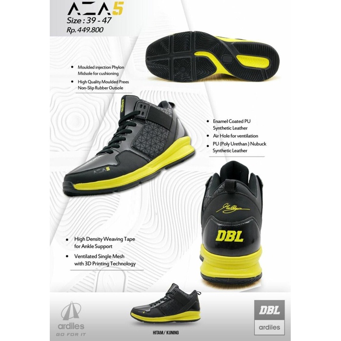 Jual SEPATU BASKET DBL AZA 5 AZA5 ORIGINAL HABISIN STOK SIZE 47 ...