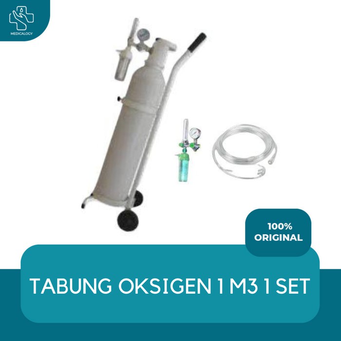 Jual Tabung Oksigen 1m3 Full Set Lengkap Siap Pakai (Troli + Regulator) | Shopee Indonesia