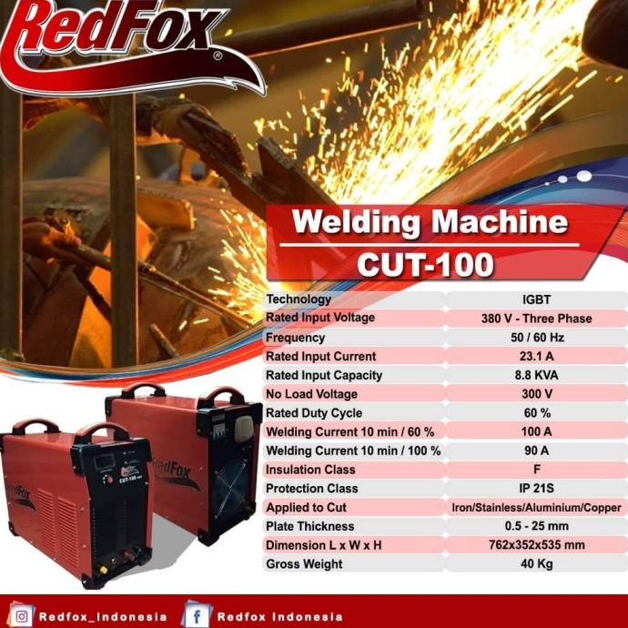Jual Mesin Las Trafo Las Welding Inverter 3 Phase Cut 100 Redfox ...