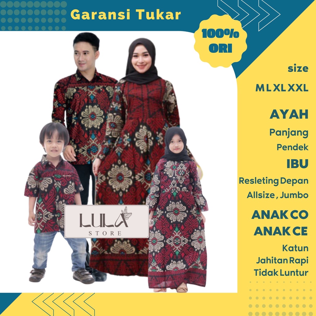 Jual Baju Batik Couple Pasangan Keluarga Modern Ayah Ibu Anak Laki laki ...