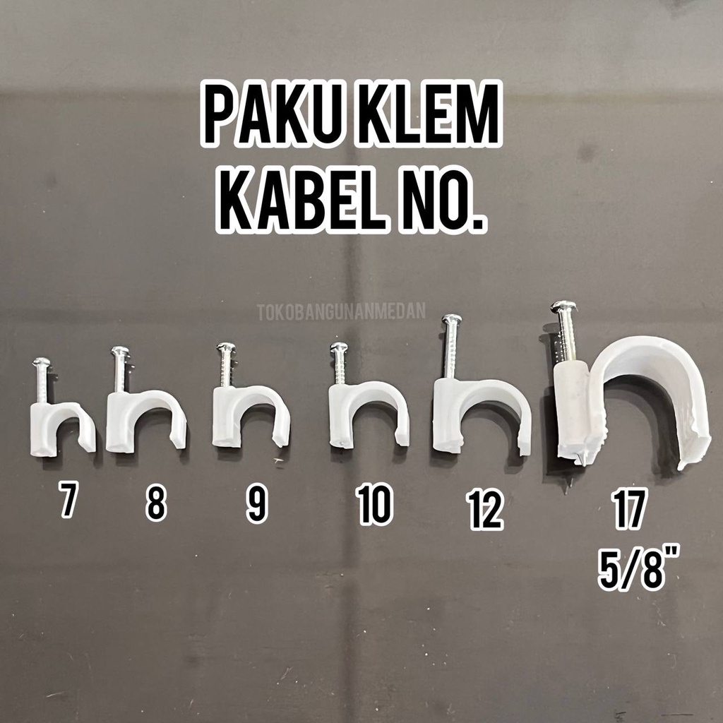 Jual 10 pcs - Klem kabel paku beton klip kecil besar 5 7 8 9 10 12 14 ...