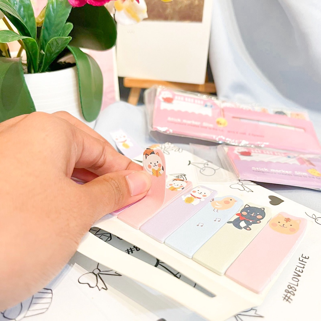 Jual Sticky Notes Slim Kucing / Memo Stick Marker Slim Pembatas Buku ...