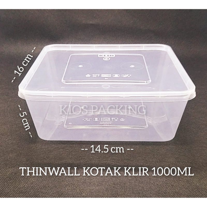 Jual Thinwall Klir 1000ml Square | Kotak Makan Plastik 1000 ml KLIR ...