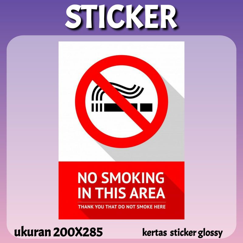 Jual STICKER DI LARANG MEROKOK DI AREA UKURAN A4 8D30V | Shopee Indonesia