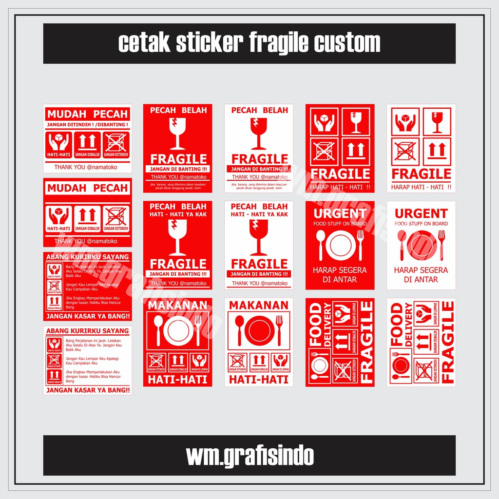 Jual Cetak Sticker Fragile Pengiriman Barang Pecah Belah Sticker ...