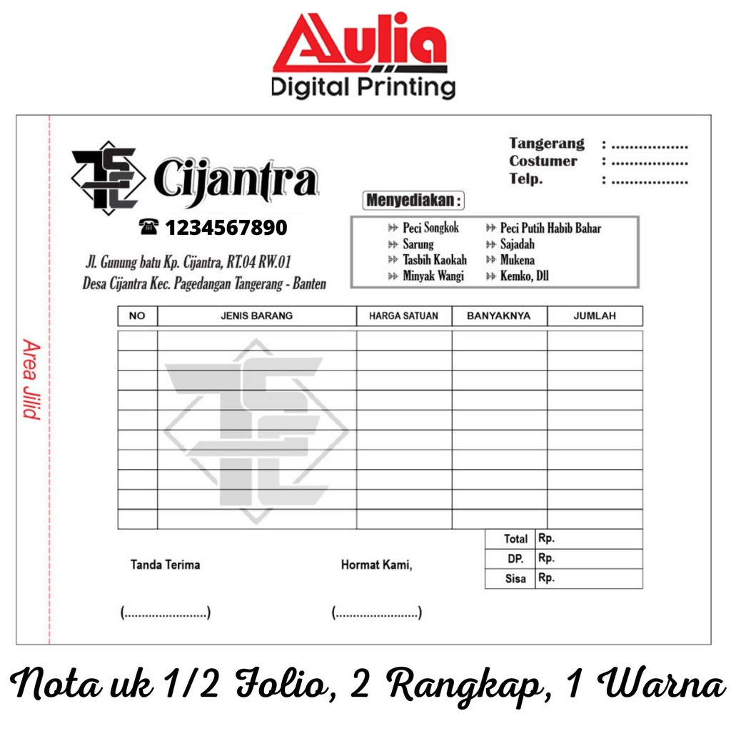 Jual Cetak Nota Ukuran 1/2 Folio 2 Rangkap | Custom | Shopee Indonesia
