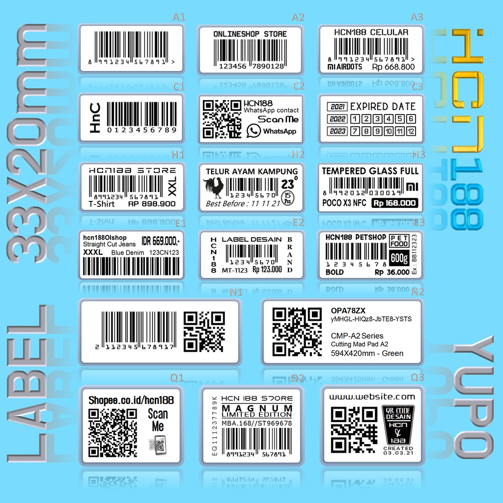 Jual Cetak Barcode Label & Desain 33X20mm (Label Yupo)Anti Air & Sobek ...