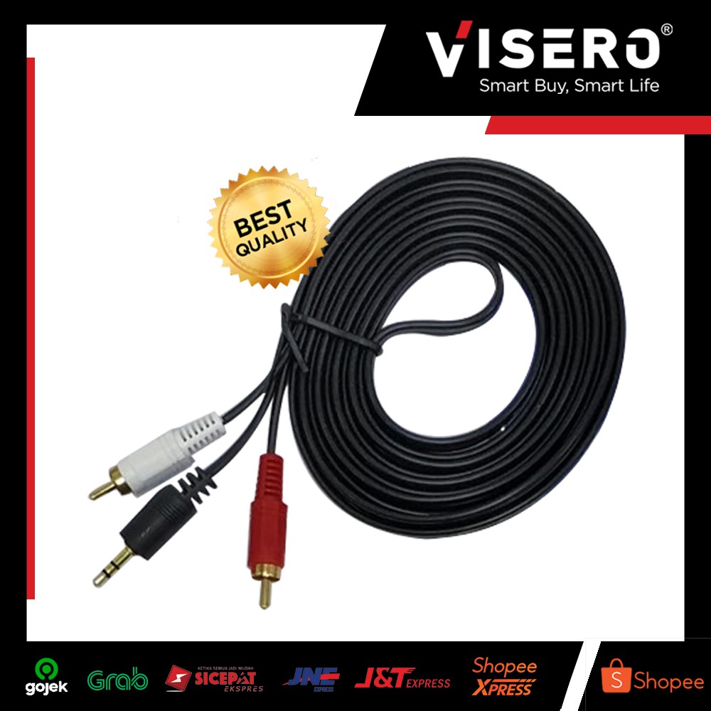 Jual Cable RCA/Kabel RCA/Cable AV/Kabel AV 3M Jack 2 To 1 Visero | Shopee Indonesia