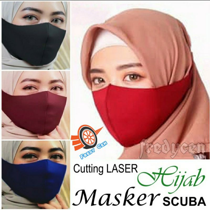 Jual Masker Scuba Hijab / Muslimah - Bahan Kain POLOS Warna Cutting ...