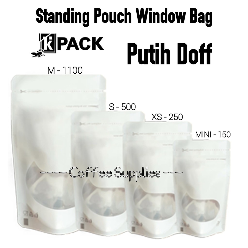 Jual WINDOW BAG STANDING POUCH PUTIH DOFF MATTE WHITE premium packaging ...