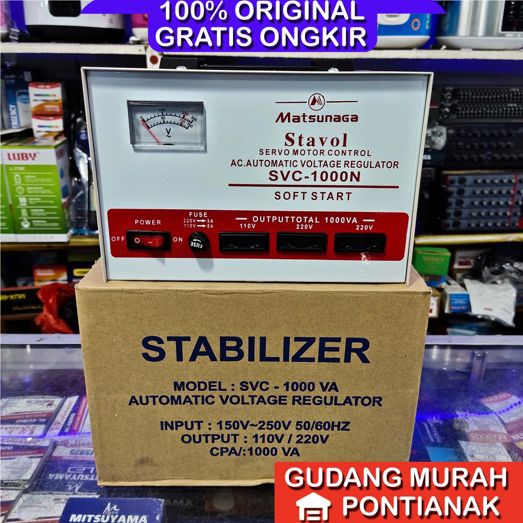 Jual STABILIZER STABILISER STAVOL MATSUNAGA 1000watt 1000w 1000 watt SVC 1000N penstabil listrik ...